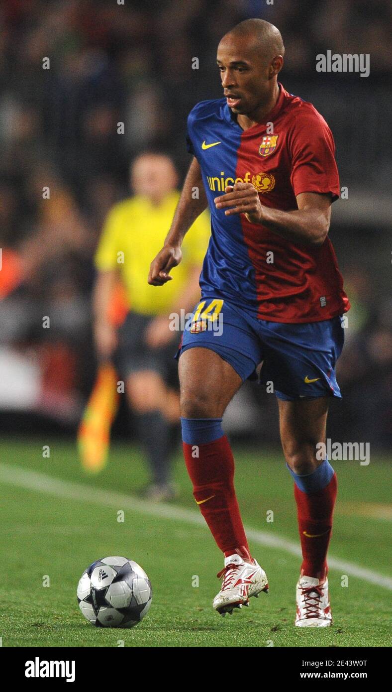Thierry Henry di Barcellona durante la partita di calcio della UEFA ...