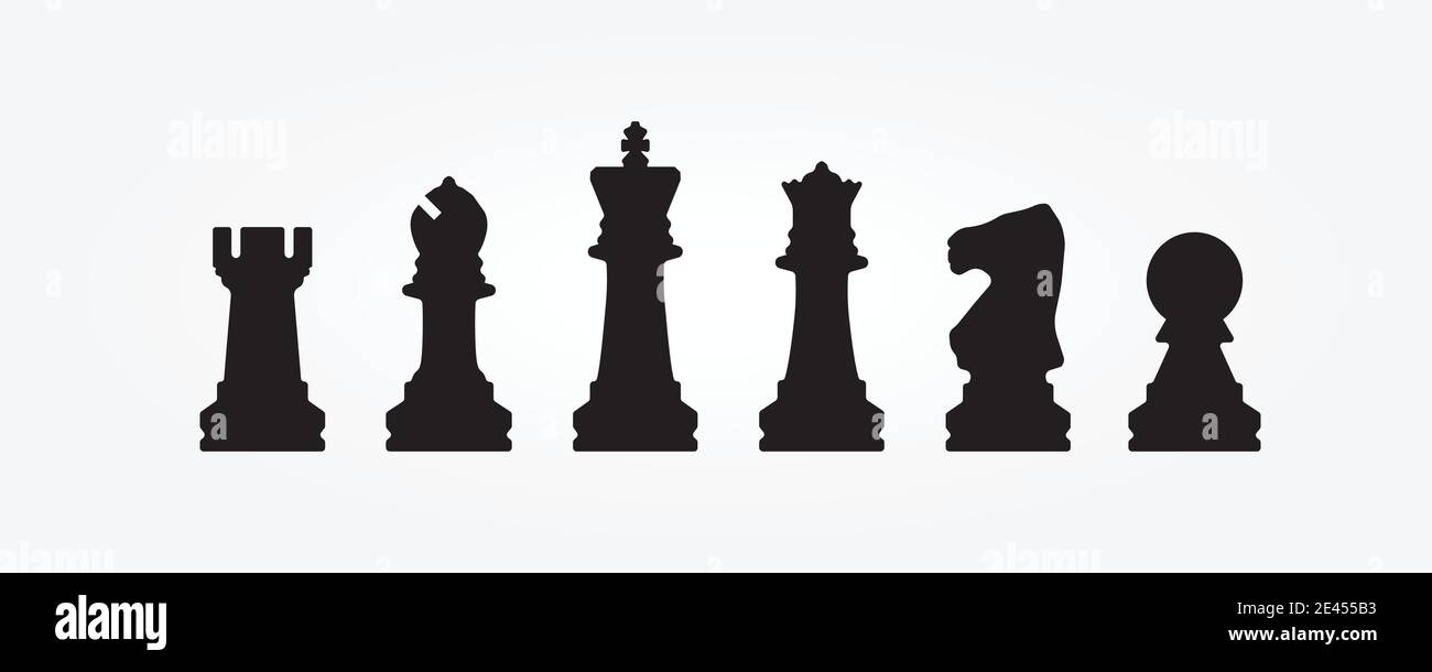 Set di simboli scacchi icona nera di 3 tipi: Colore, bianco e nero ...