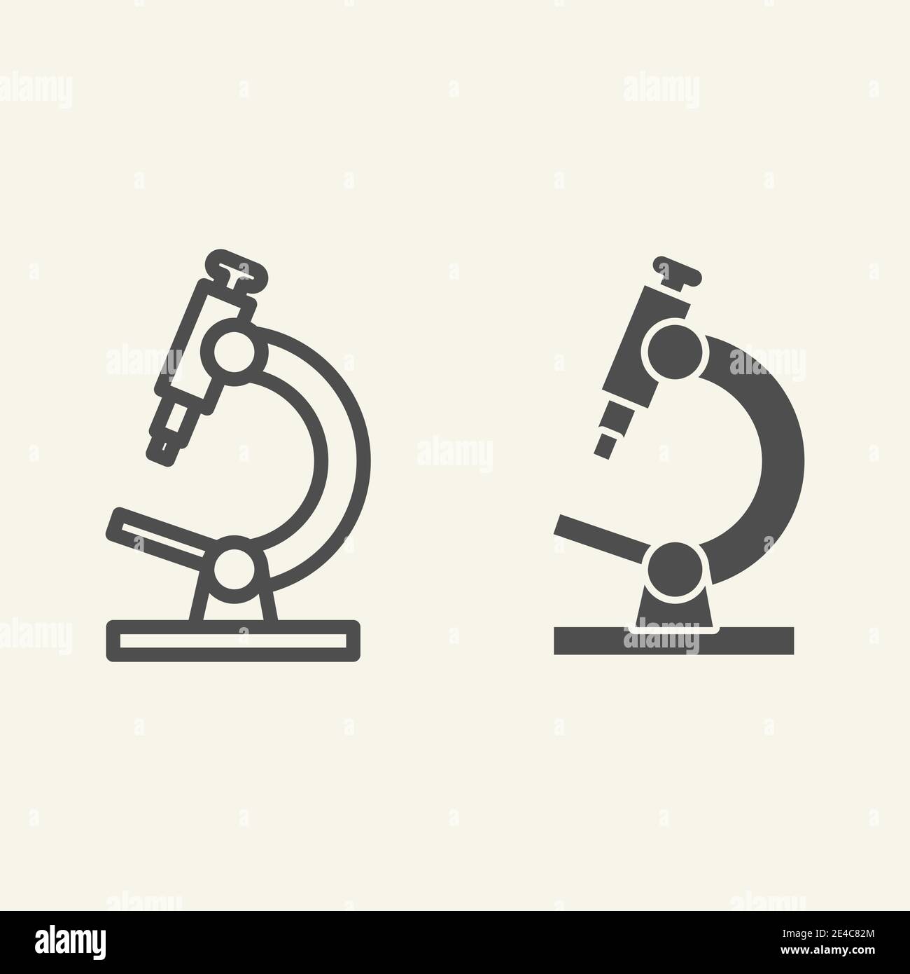 Linea del microscopio e icona continua. Il microscopio scientifico ...