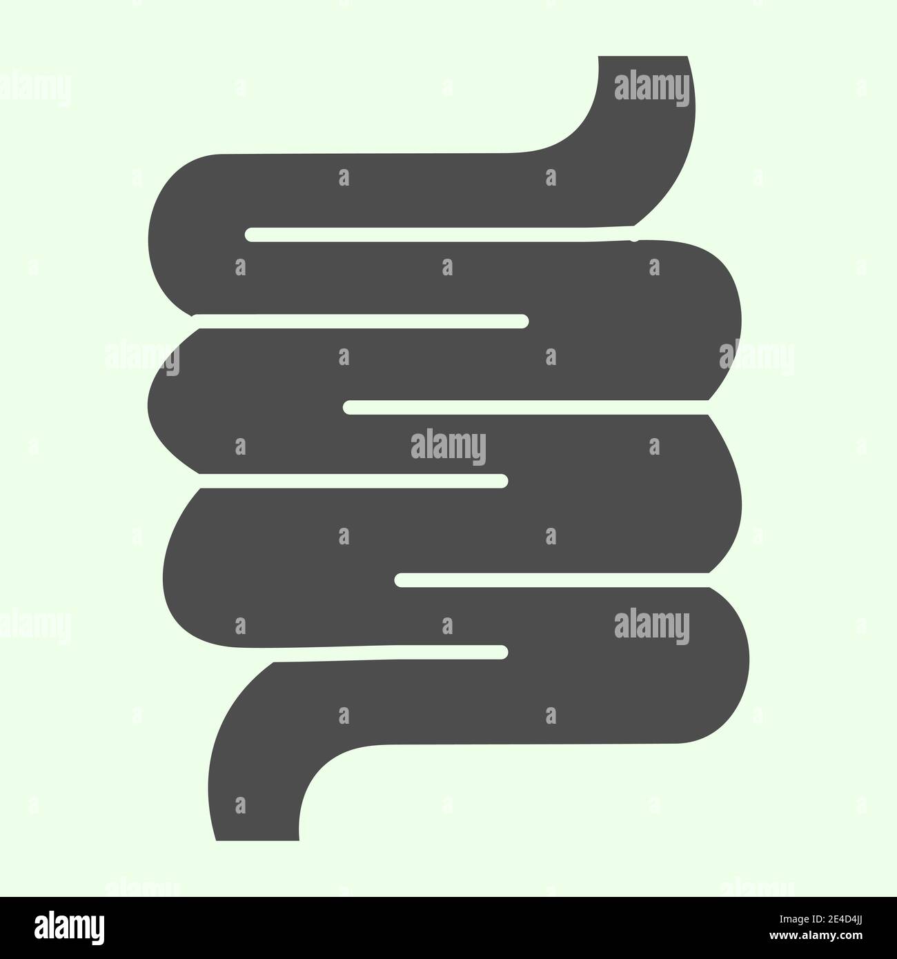 Icona a forma di solido intestinale. Viscere umane corpo organo glifo ...