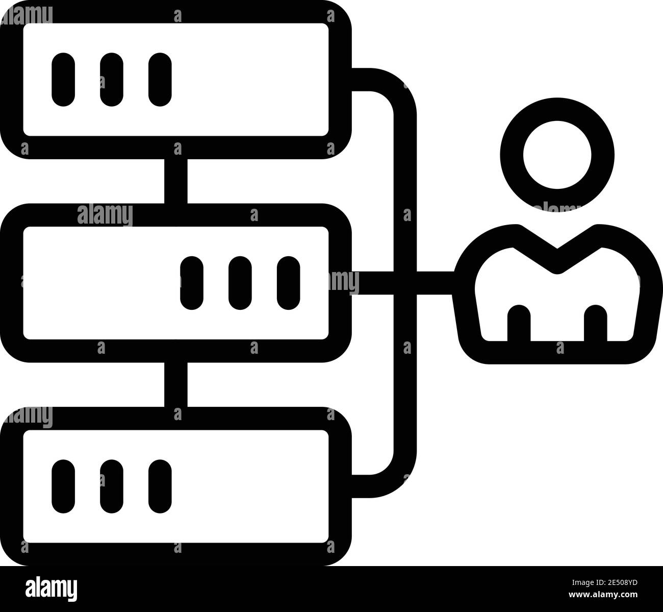 Icona schema database clienti. Delineare l'icona vettoriale dello ...