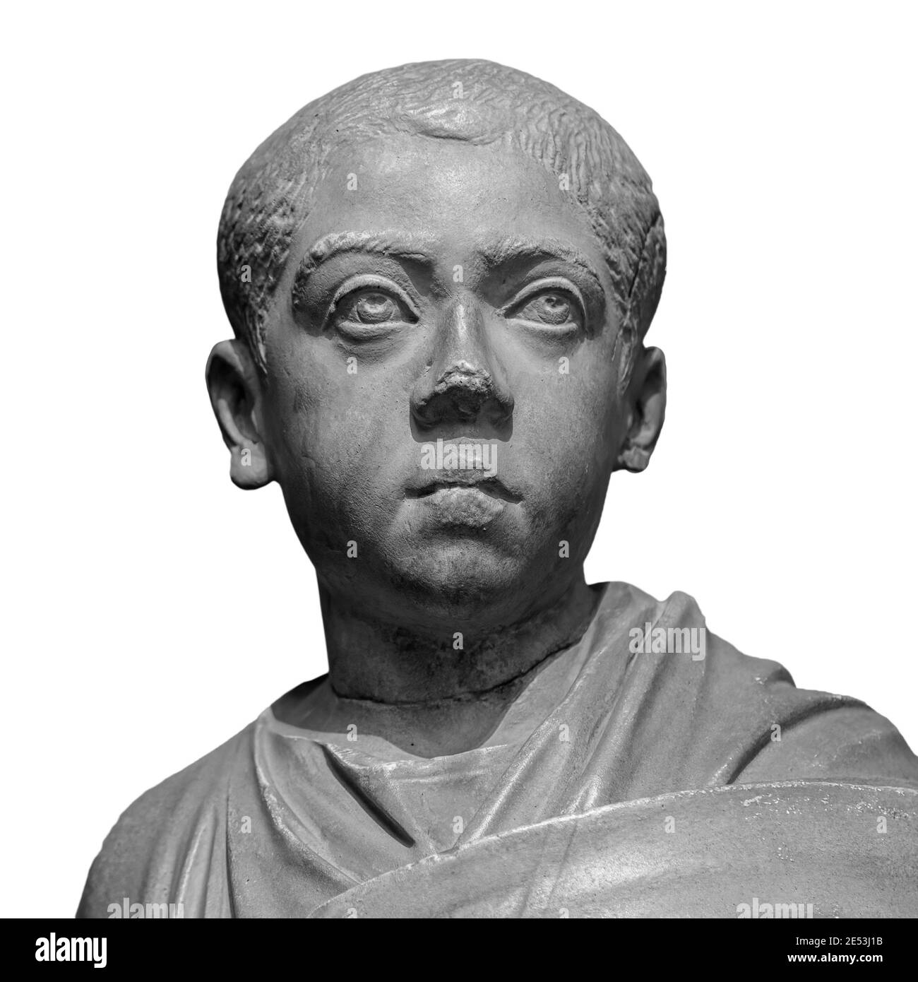 Antico ritratto di marmo romano di un ragazzo. Giovane uomo testa ...
