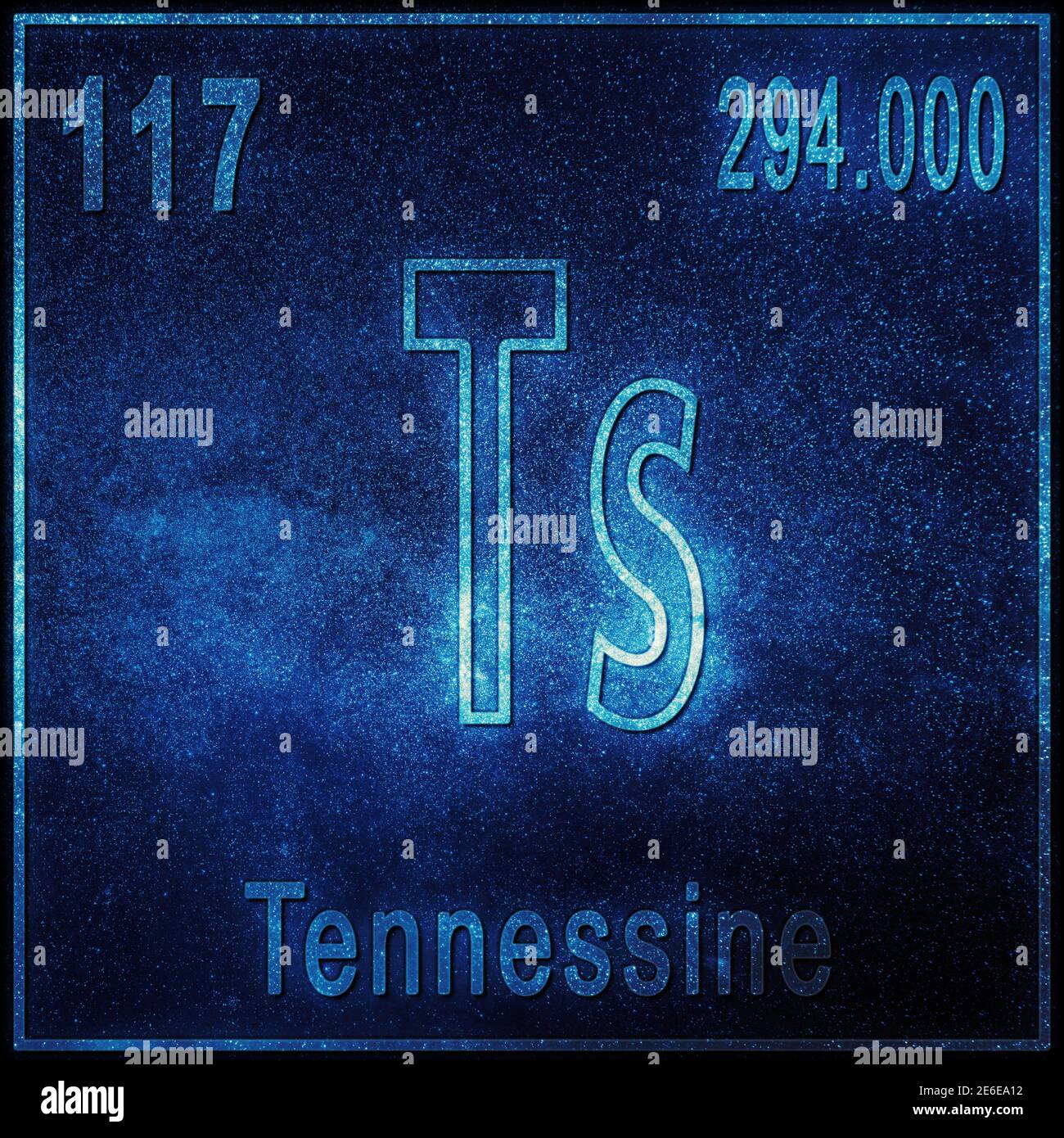 Elemento chimico Tennessine, segno con numero atomico e peso atomico ...