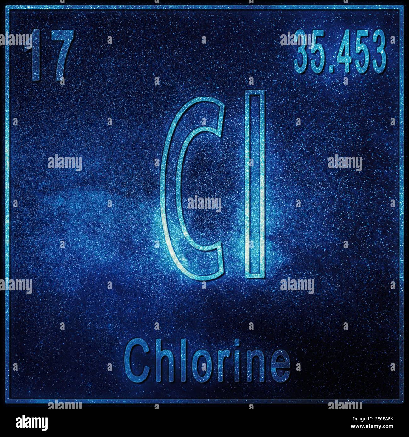 Elemento chimico cloro, segno con numero atomico e peso atomico ...