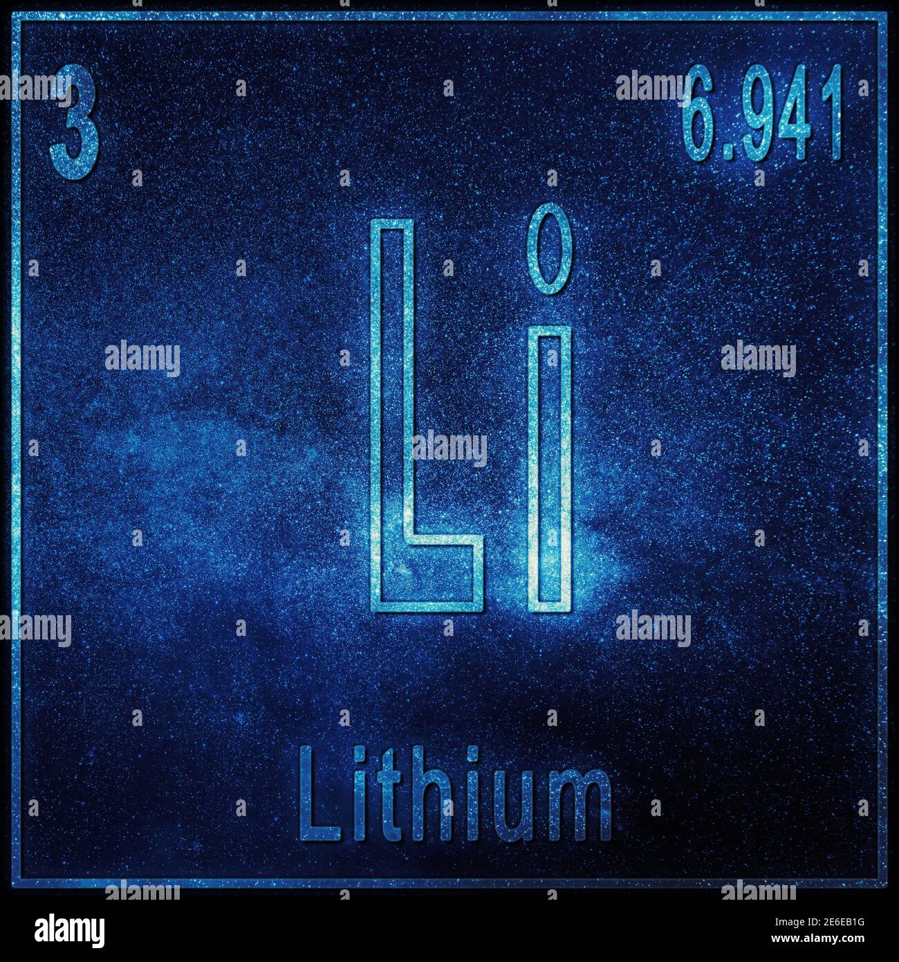 Elemento chimico al litio, segno con numero atomico e peso atomico ...