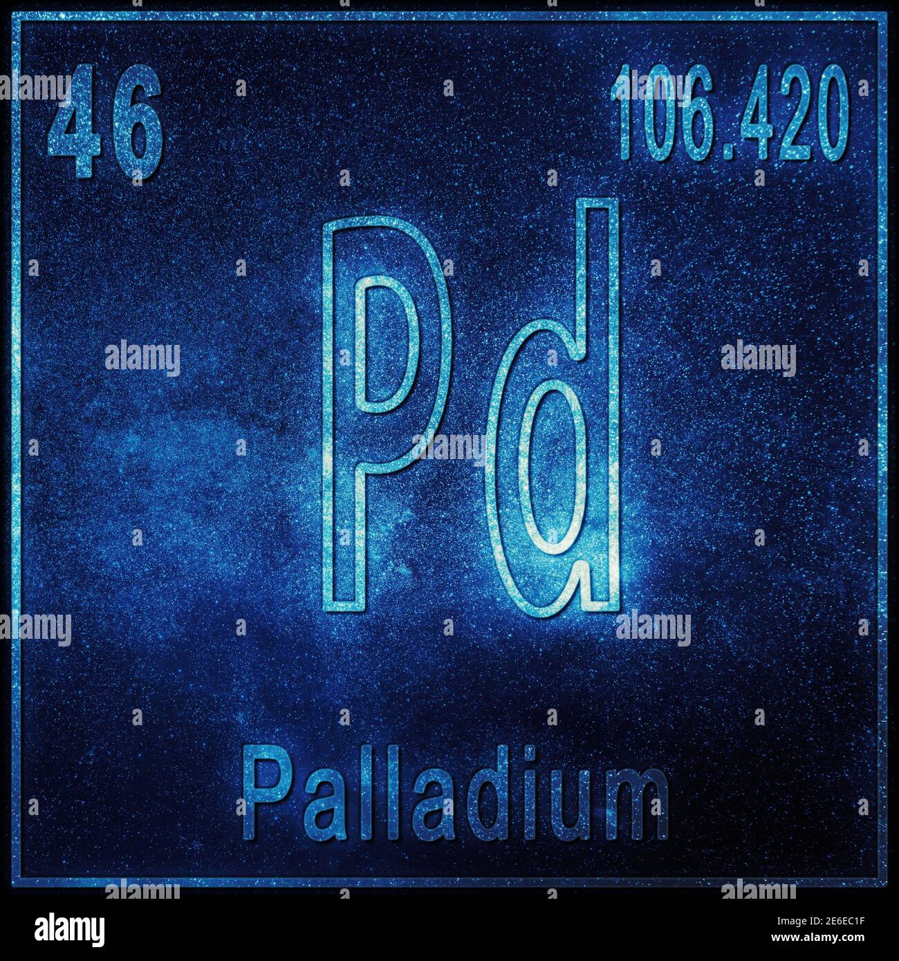 Elemento chimico palladio, segno con numero atomico e peso atomico ...