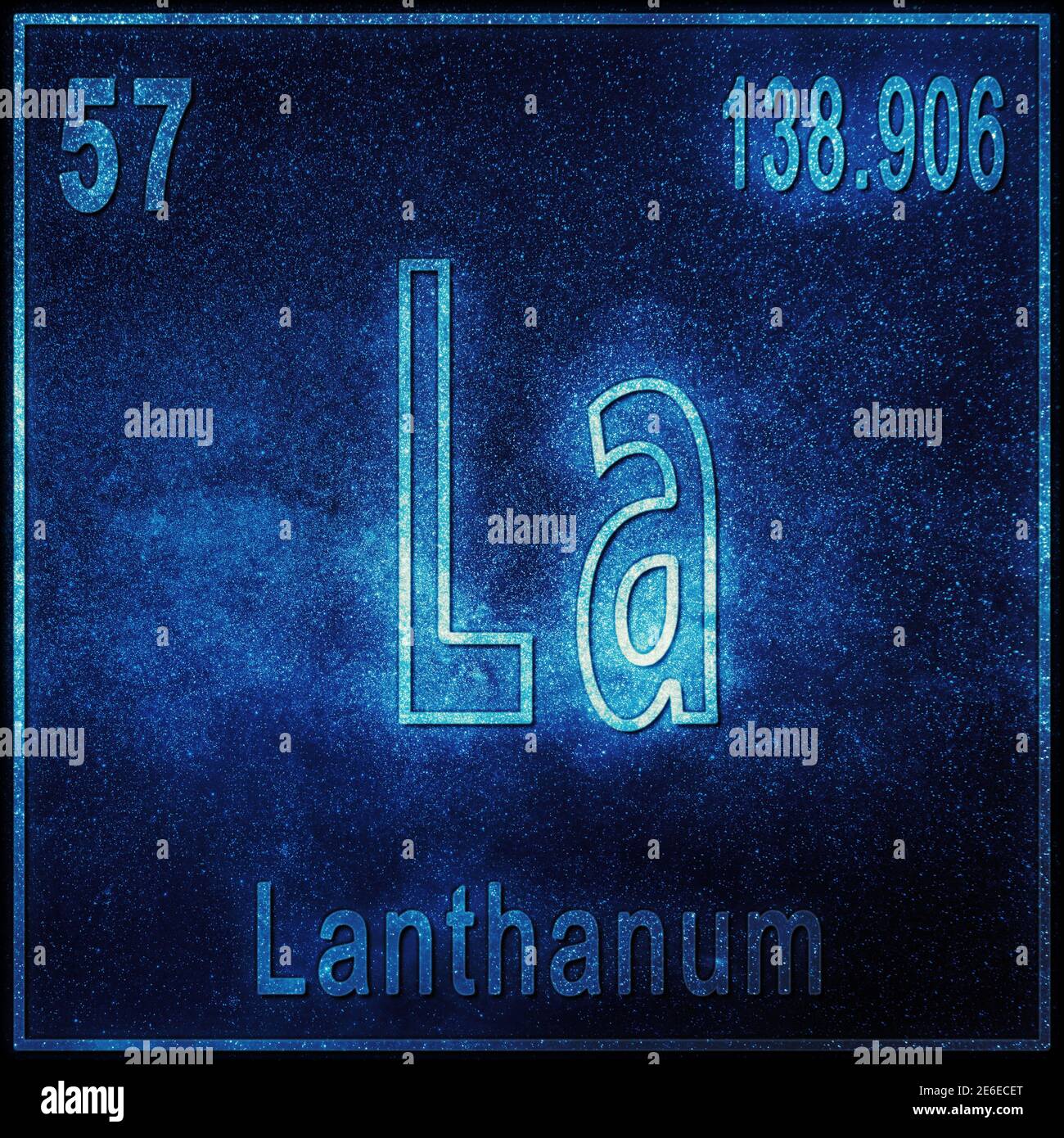 Elemento chimico del lantanio, segno con numero atomico e peso atomico ...