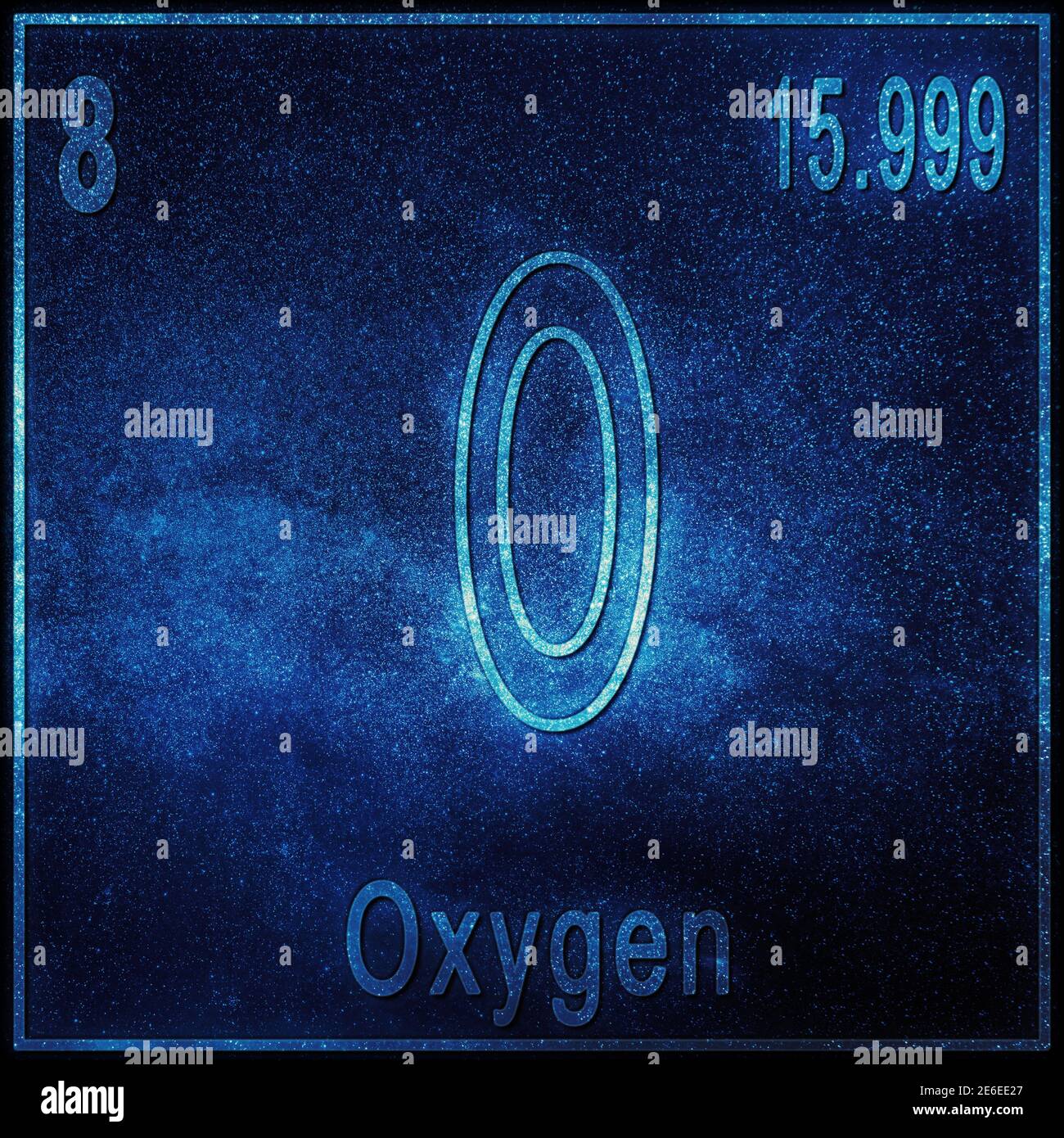 Elemento chimico ossigeno, segno con numero atomico e peso atomico ...