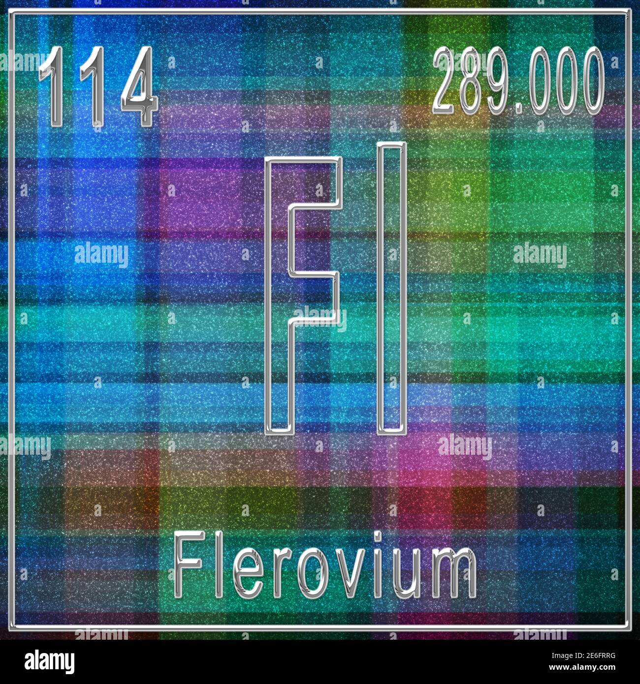 Elemento chimico Flerovio, segno con numero atomico e peso atomico ...