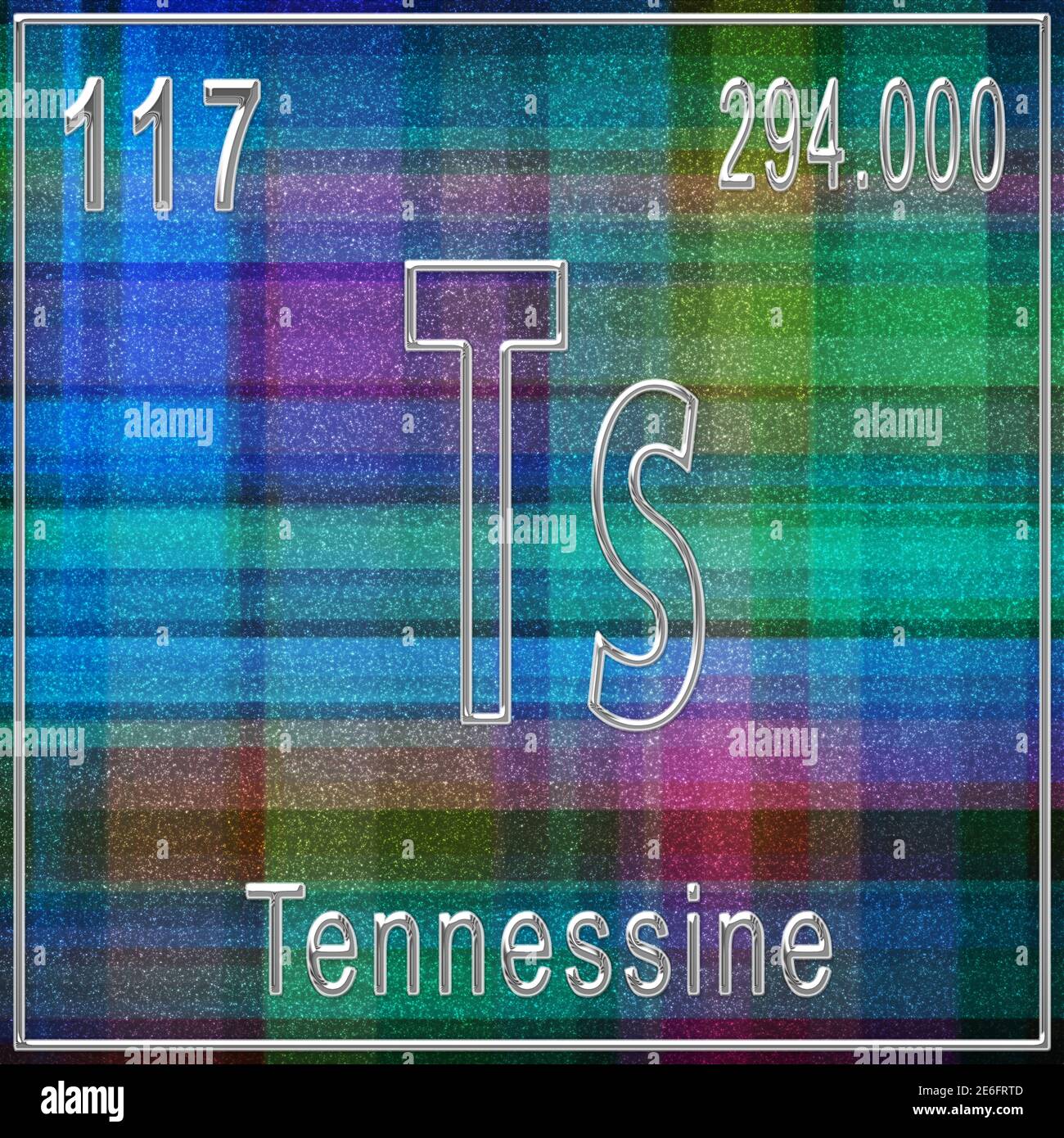 Elemento chimico Tennessine, segno con numero atomico e peso atomico ...
