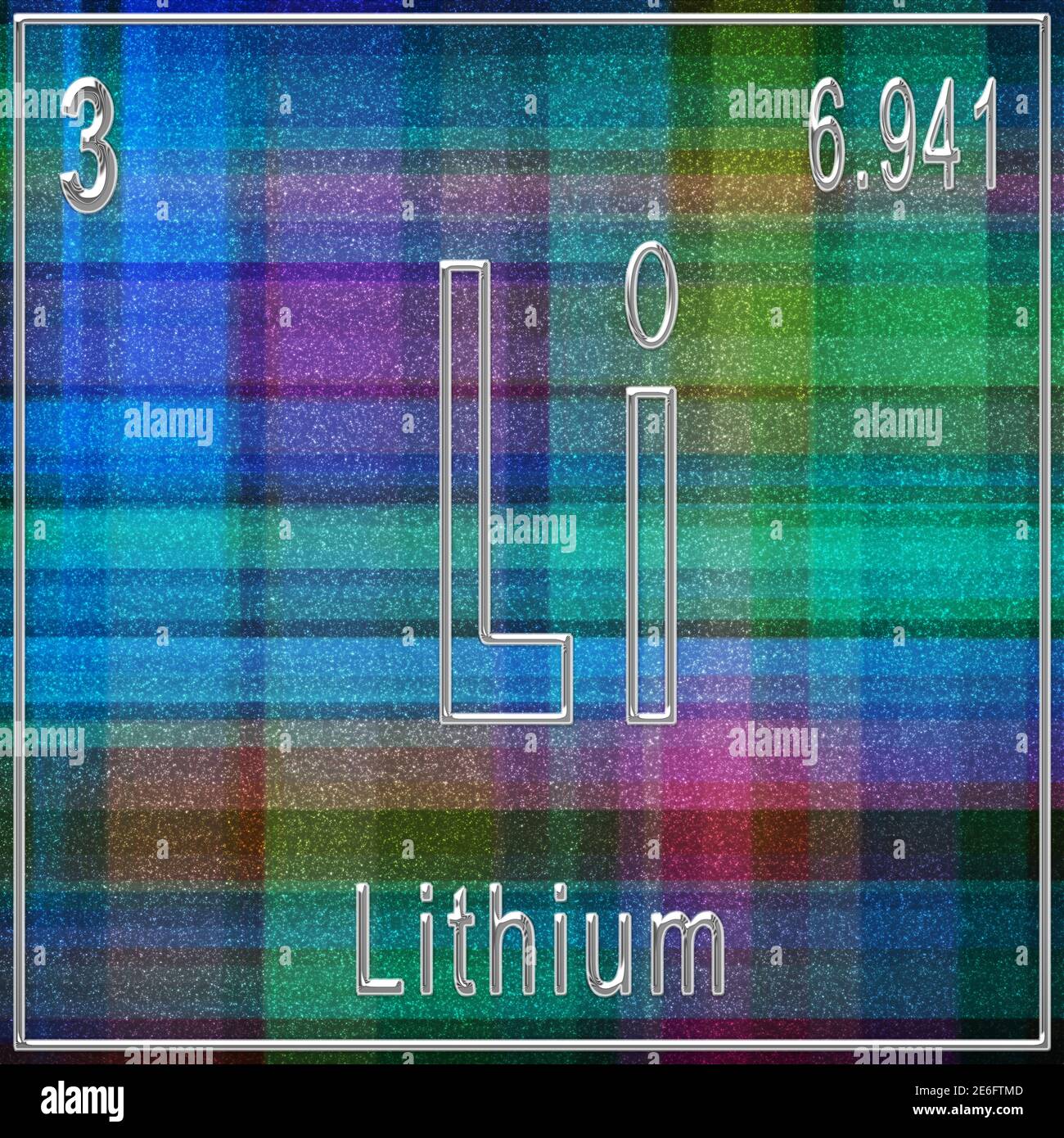 Elemento chimico al litio, segno con numero atomico e peso atomico ...