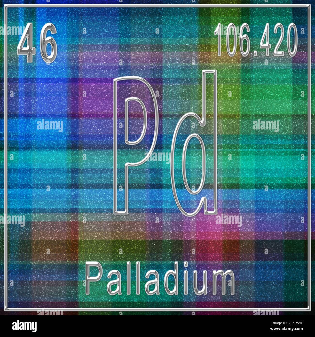 Elemento chimico palladio, segno con numero atomico e peso atomico ...