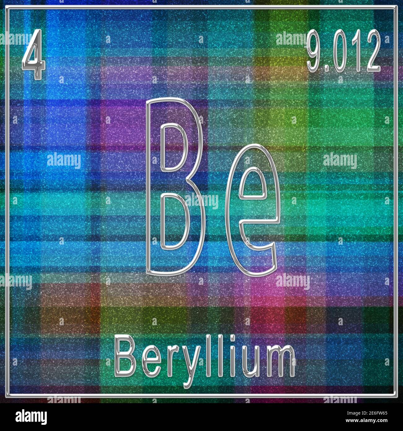 Elemento chimico del berillio, segno con numero atomico e peso atomico ...