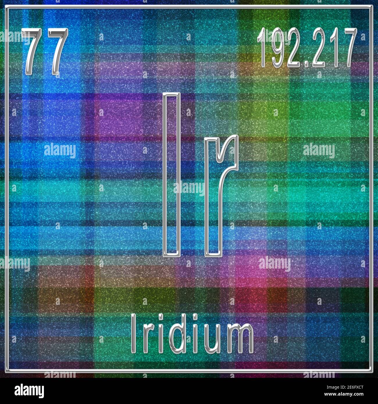 Elemento chimico iridio, segno con numero atomico e peso atomico ...
