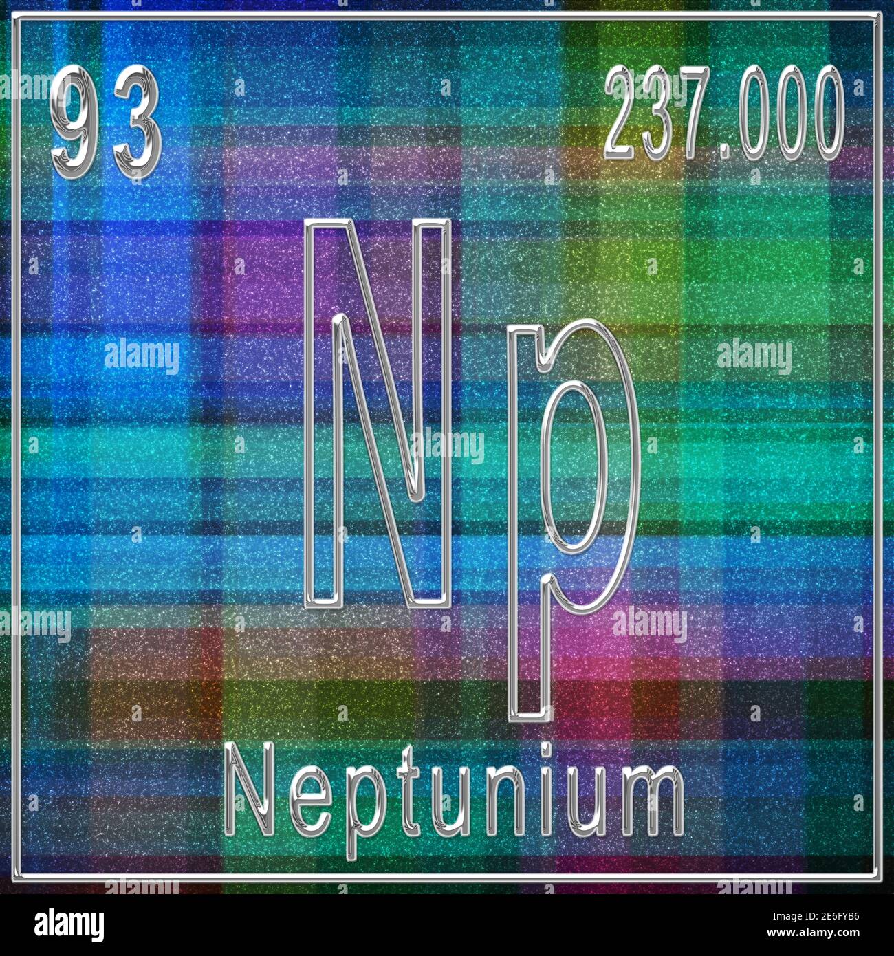Elemento chimico del neptunio, segno con numero atomico e peso atomico ...