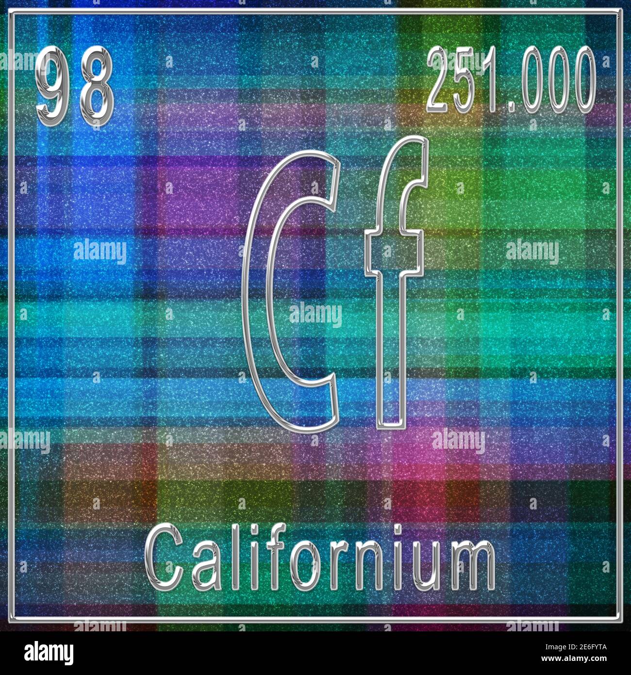 Elemento chimico californio, segno con numero atomico e peso atomico ...
