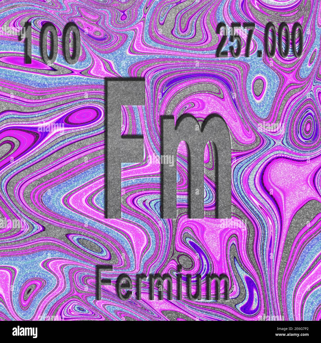 Elemento chimico al fermio, segno con numero atomico e peso atomico ...