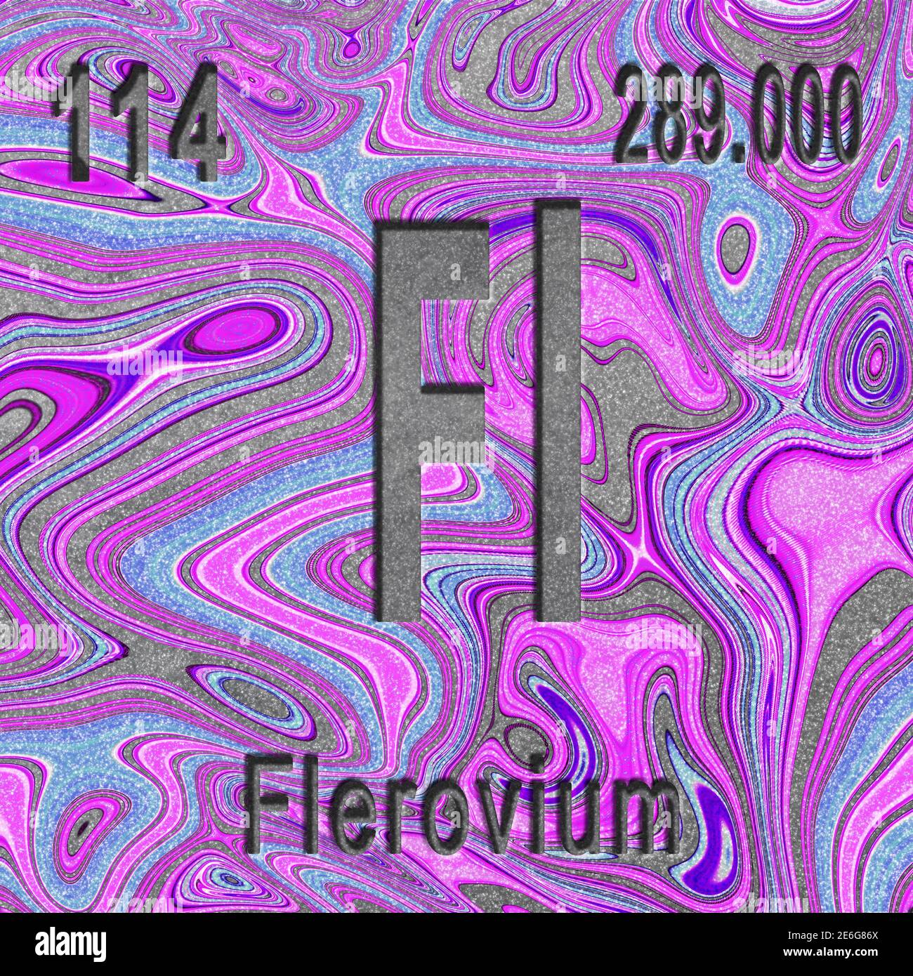 Elemento chimico del flerovio, segno con numero atomico e peso atomico ...