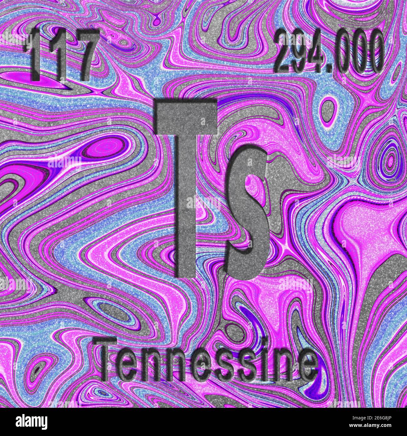Elemento chimico Tennessine, segno con numero atomico e peso atomico ...