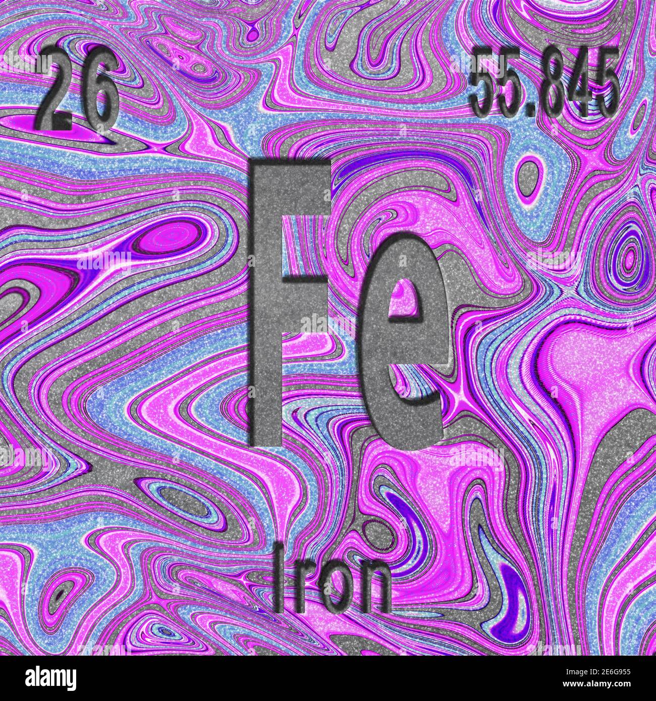 Elemento chimico del ferro, segno con numero atomico e peso atomico ...