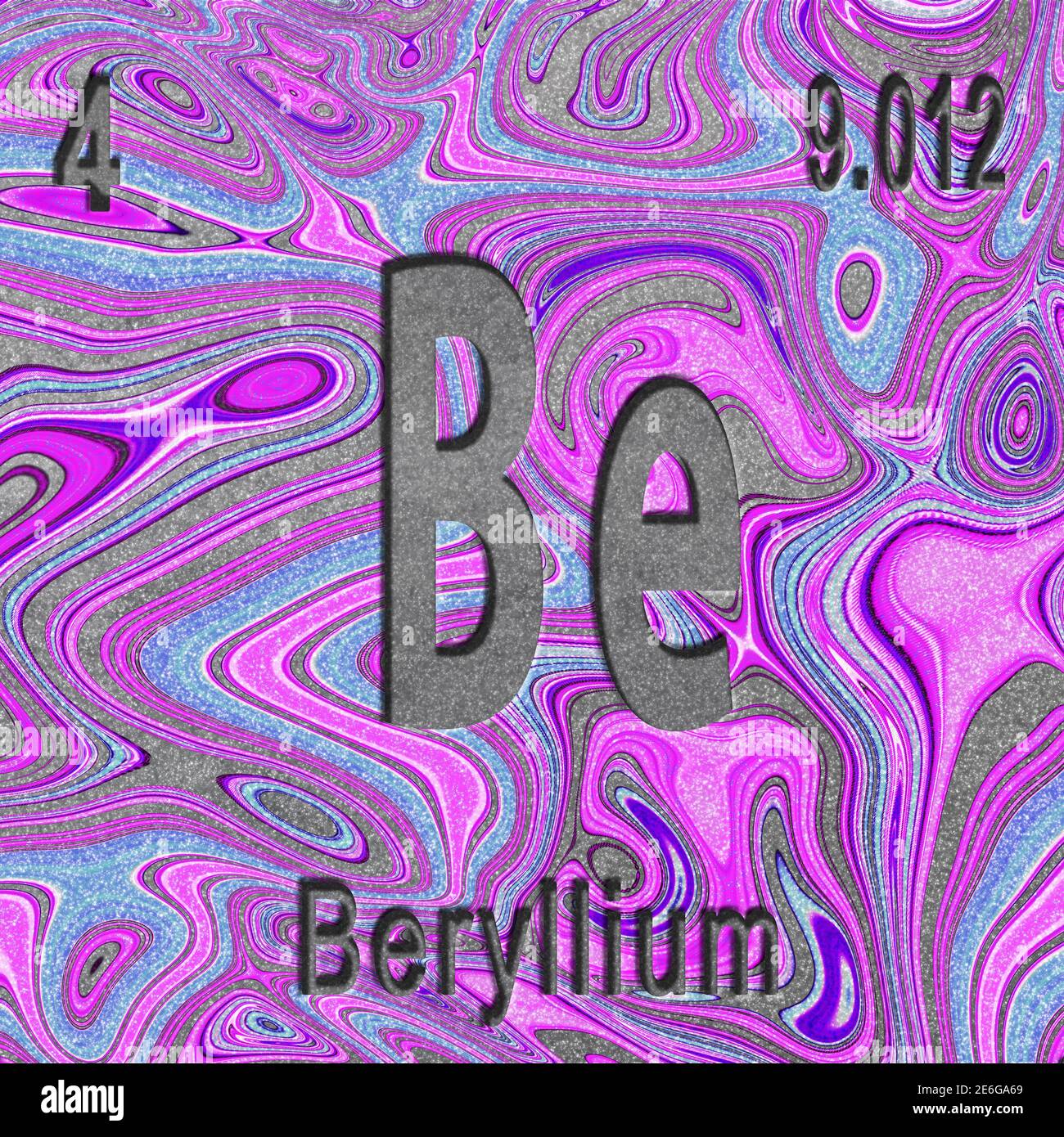 Elemento chimico del berillio, segno con numero atomico e peso atomico ...