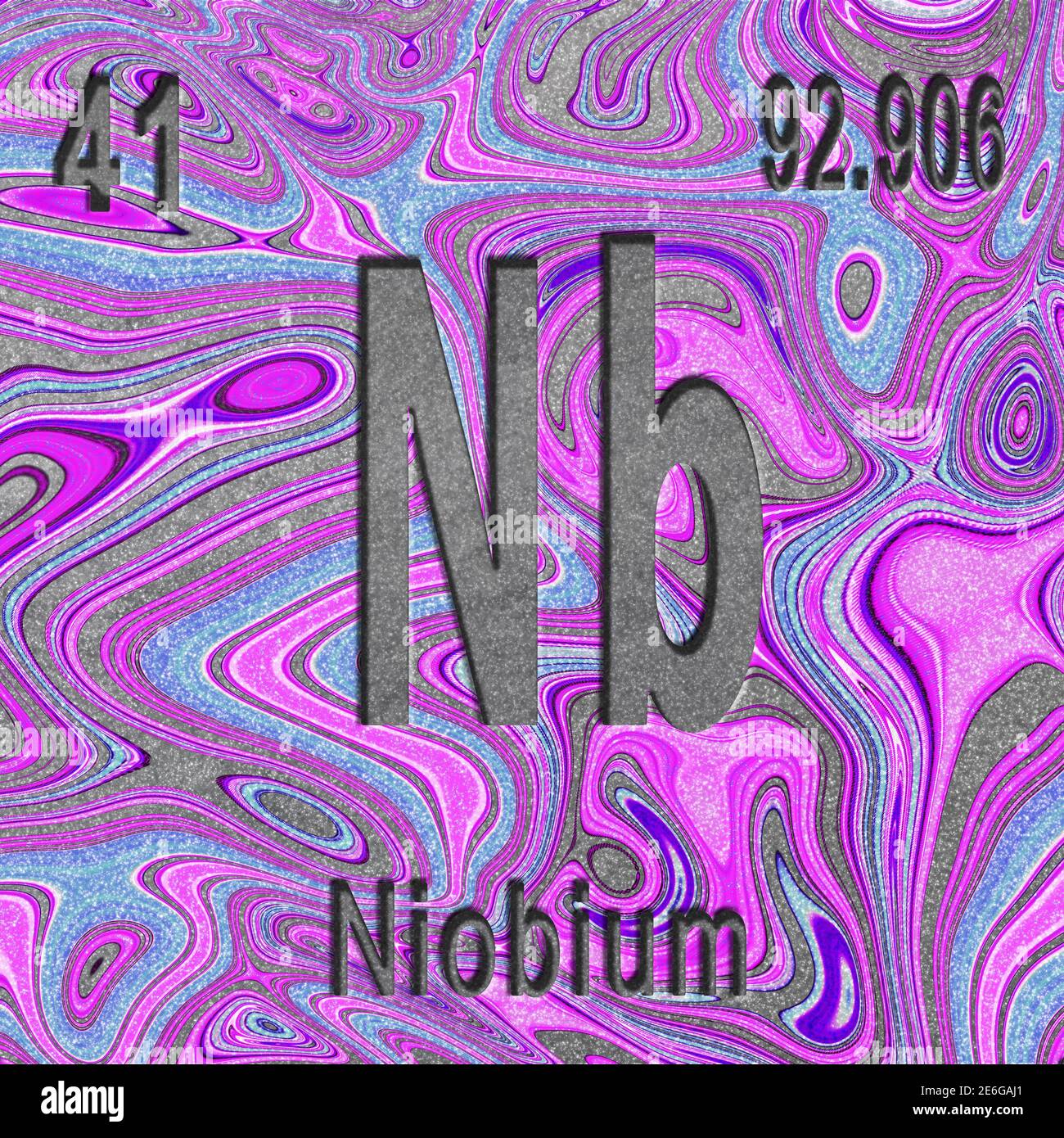 Elemento chimico del niobio, segno con numero atomico e peso atomico ...