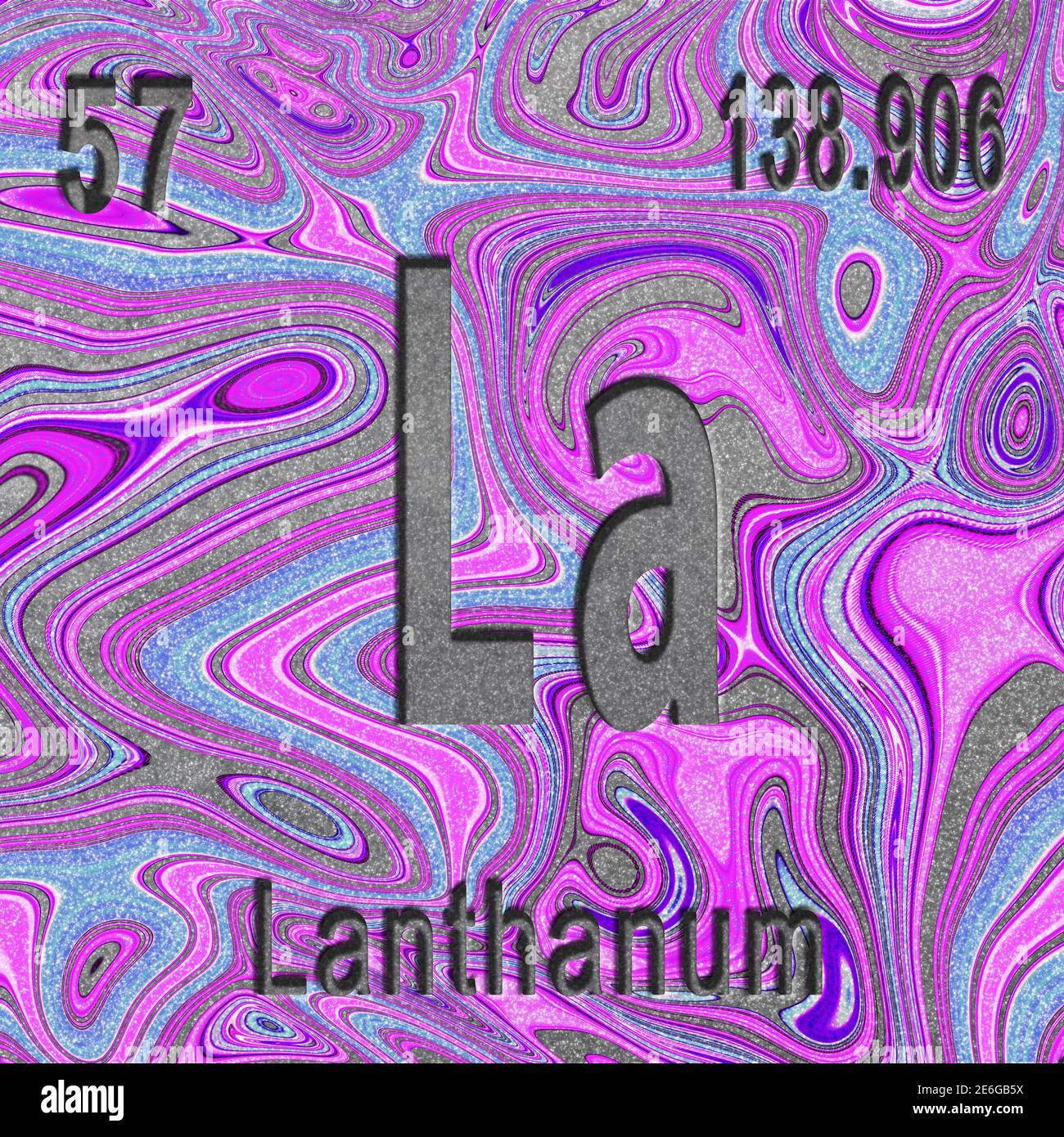Elemento chimico del lantanio, segno con numero atomico e peso atomico ...