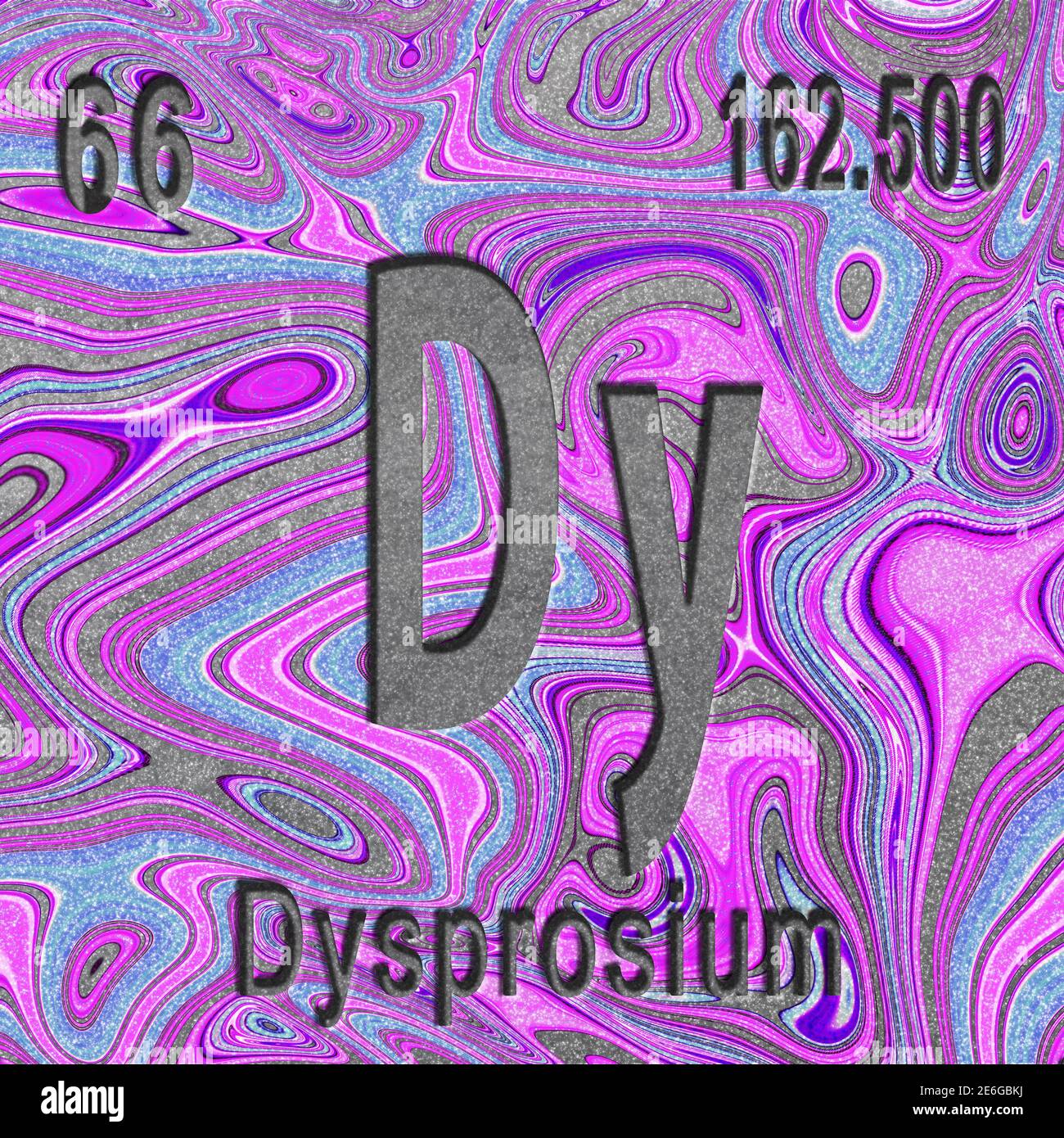 Elemento chimico disprosio, segno con numero atomico e peso atomico ...