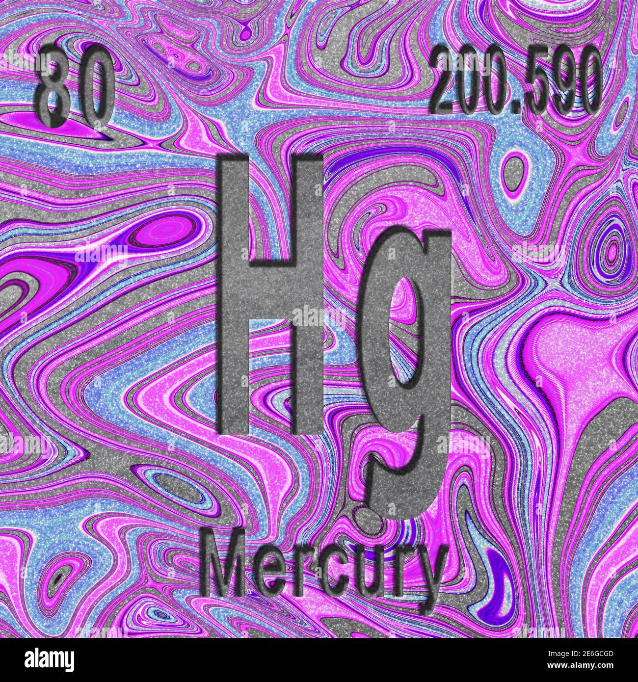 Elemento chimico al mercurio, segno con numero atomico e peso atomico ...