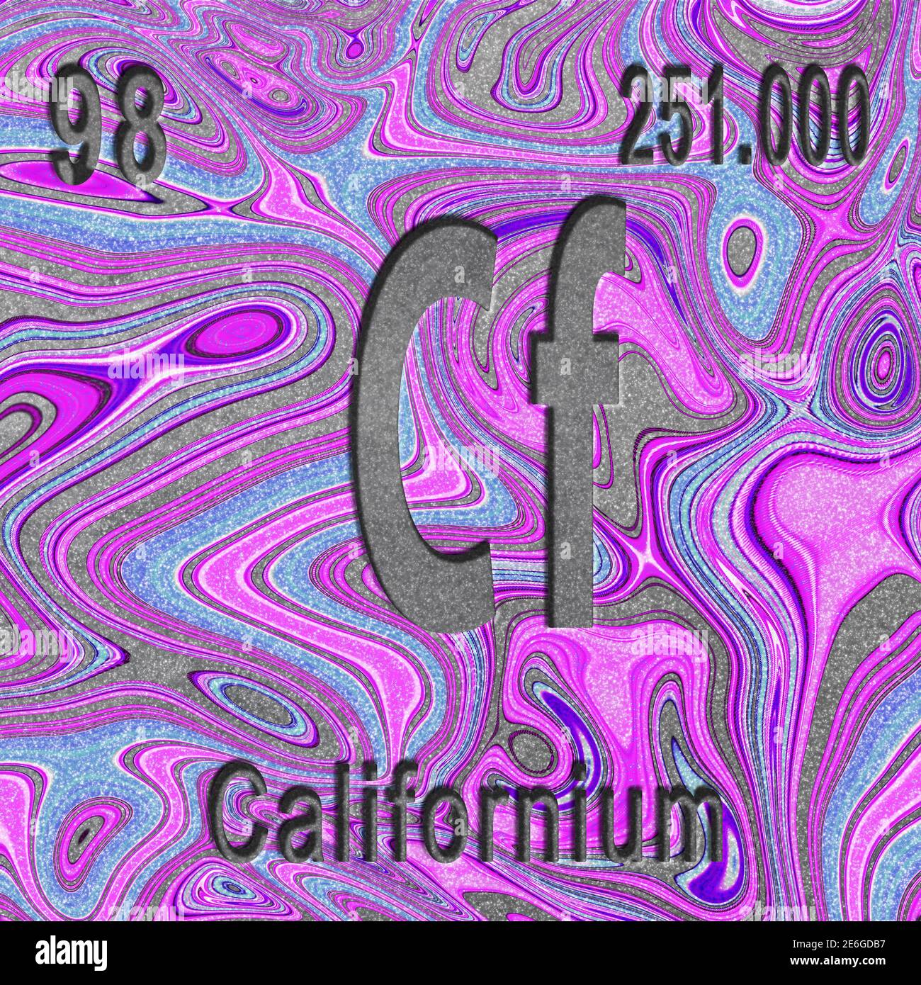 Elemento chimico californio, segno con numero atomico e peso atomico ...