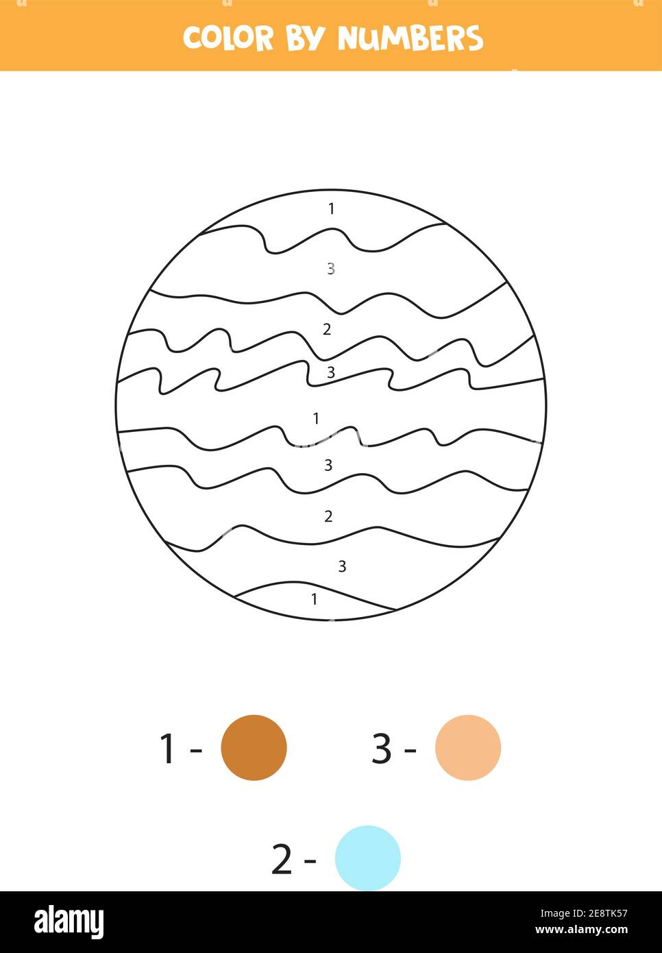 Pagina da colorare con il cartoon Giove pianeta. Colore per numeri ...