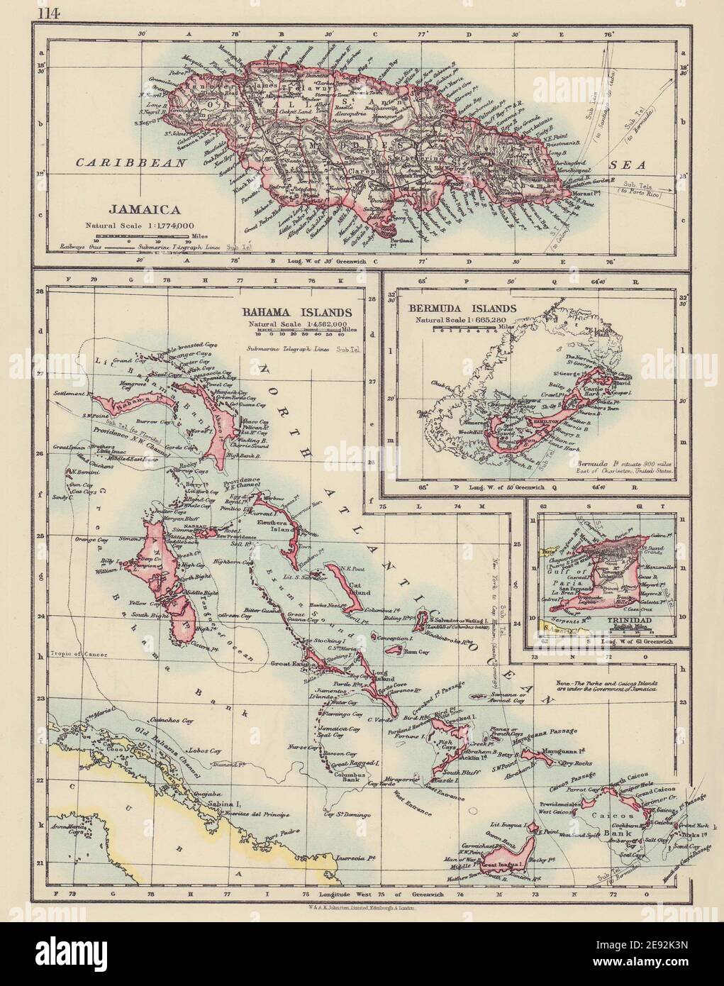 Mappa delle isole caraibiche d'epoca immagini e fotografie stock ad ...