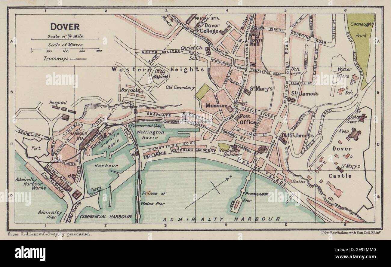 Mappa d'epoca di dover immagini e fotografie stock ad alta risoluzione ...