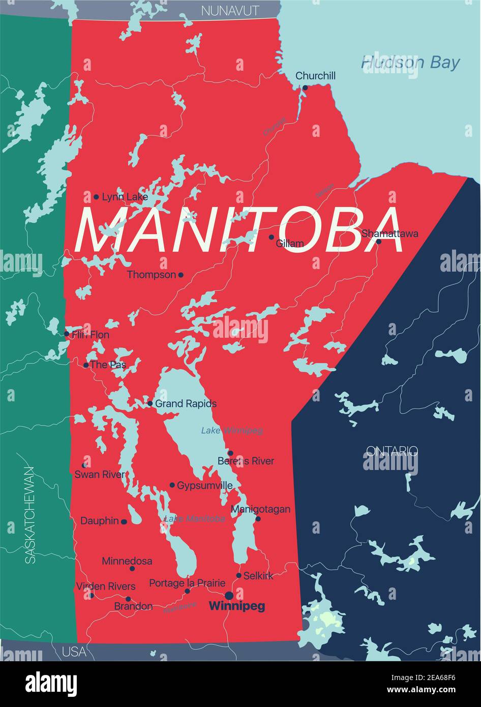 Provincia di Manitoba mappa modificabile del Canada con capitale ...