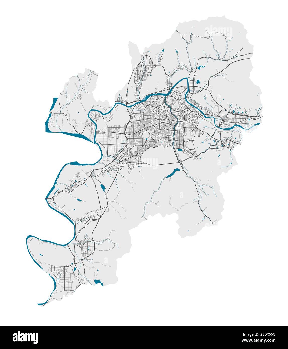 Daegu mappa. Mappa dettagliata dell'area amministrativa della città di ...