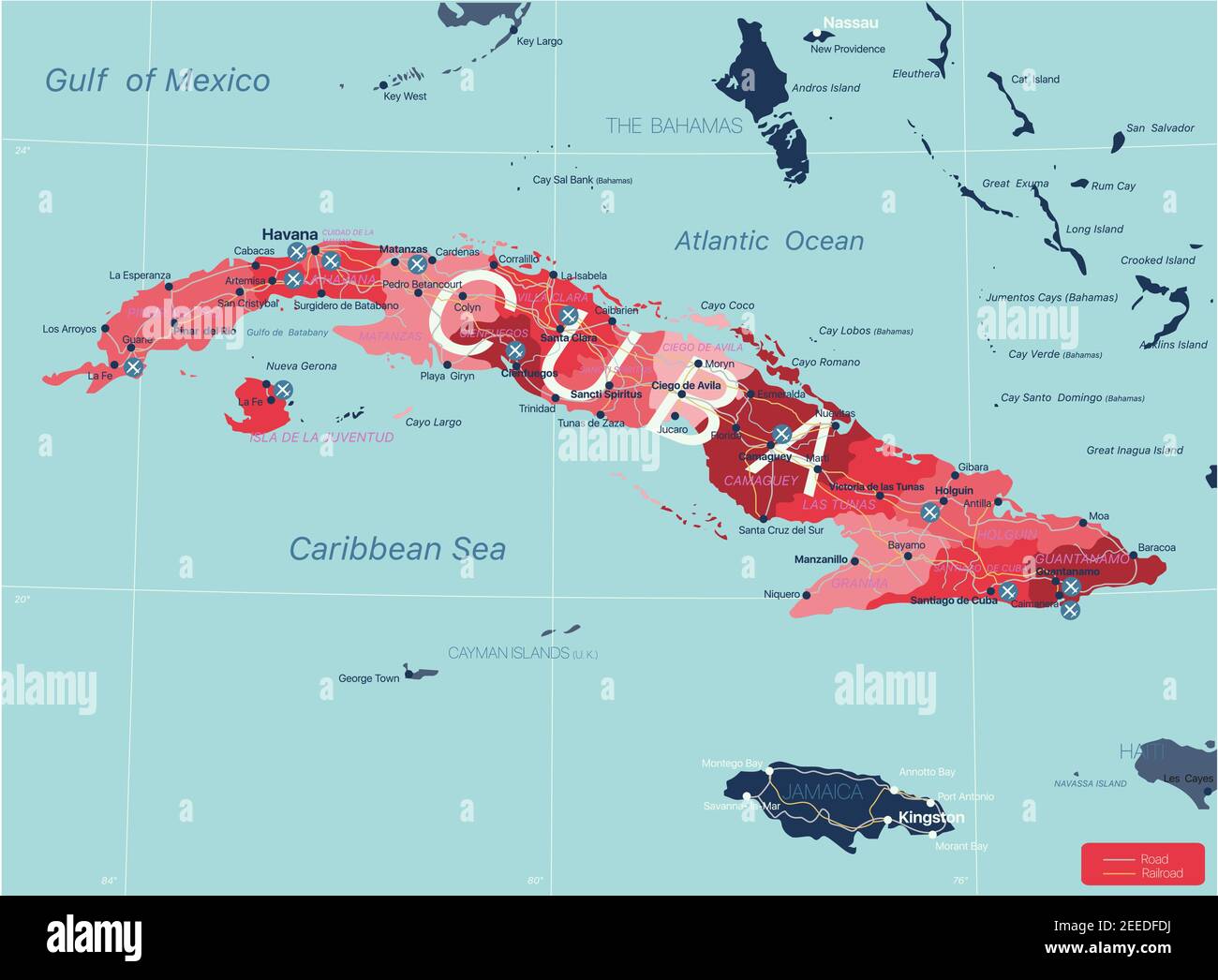Mappa dell'isola di cuba Immagini Vettoriali Stock - Alamy
