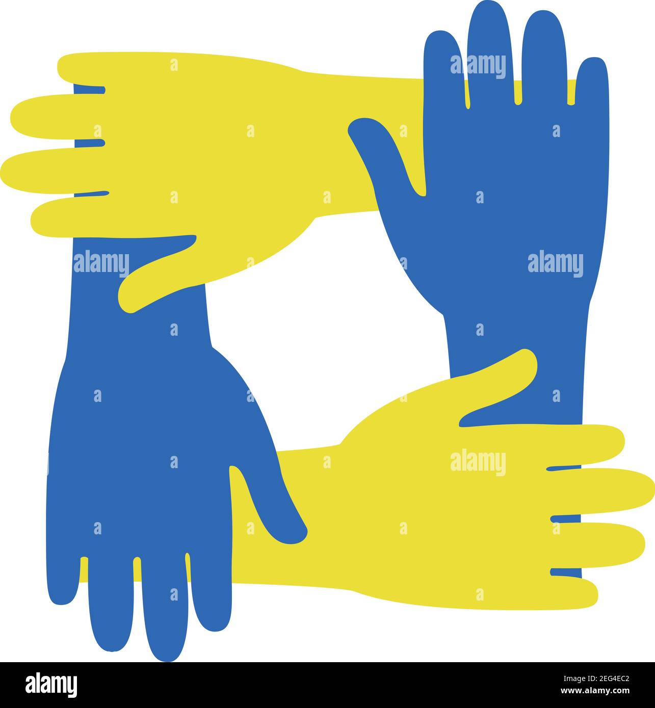 Giornata della sindrome di World Down, icona delle mani unite su sfondo ...