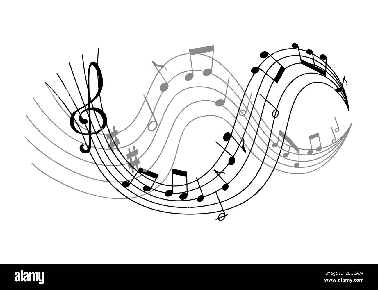 Note musicali sul banner vettoriale in scala. Musical sheet design ...