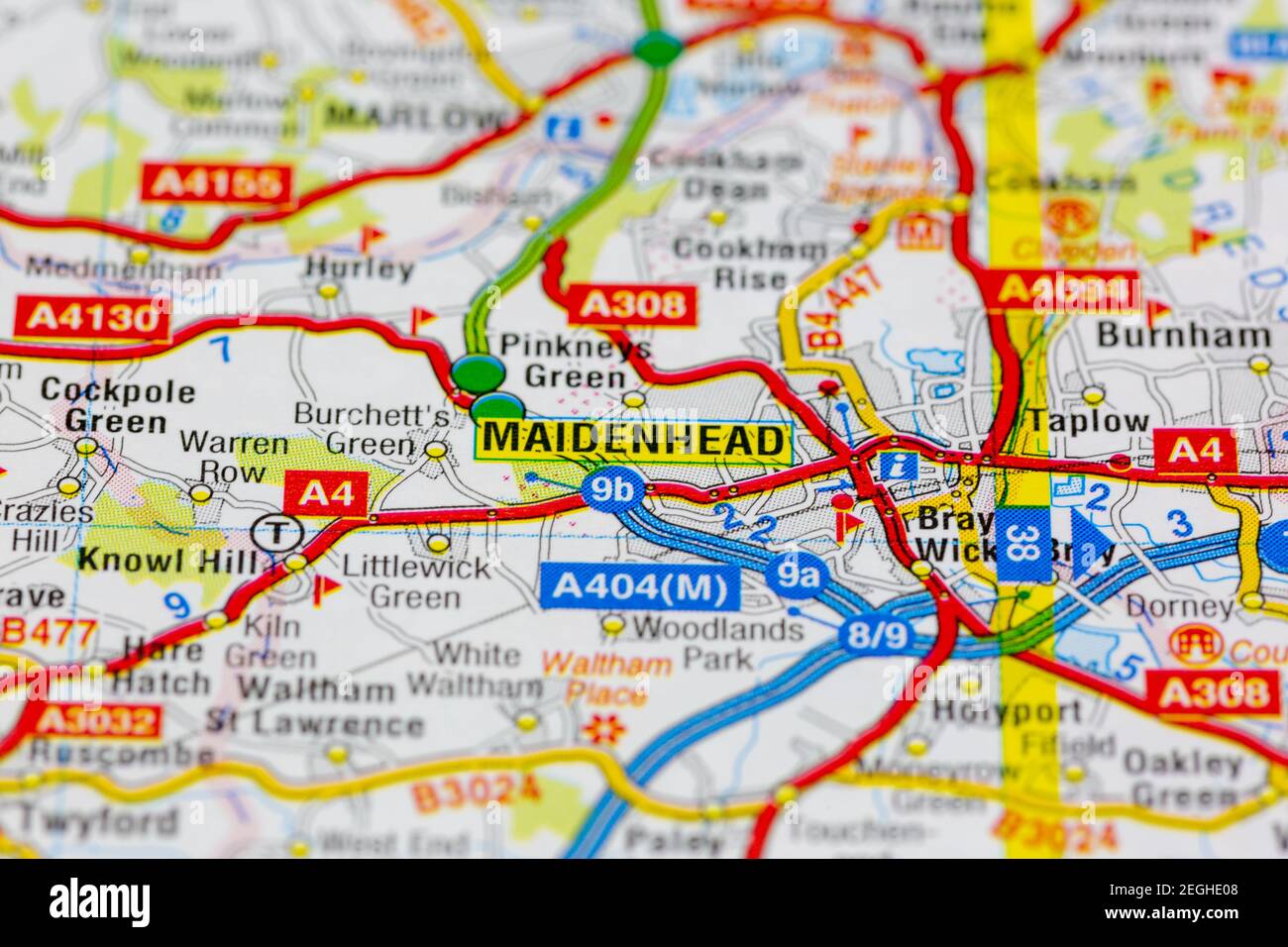 Maidenhead e le aree circostanti visualizzate su una mappa stradale o ...