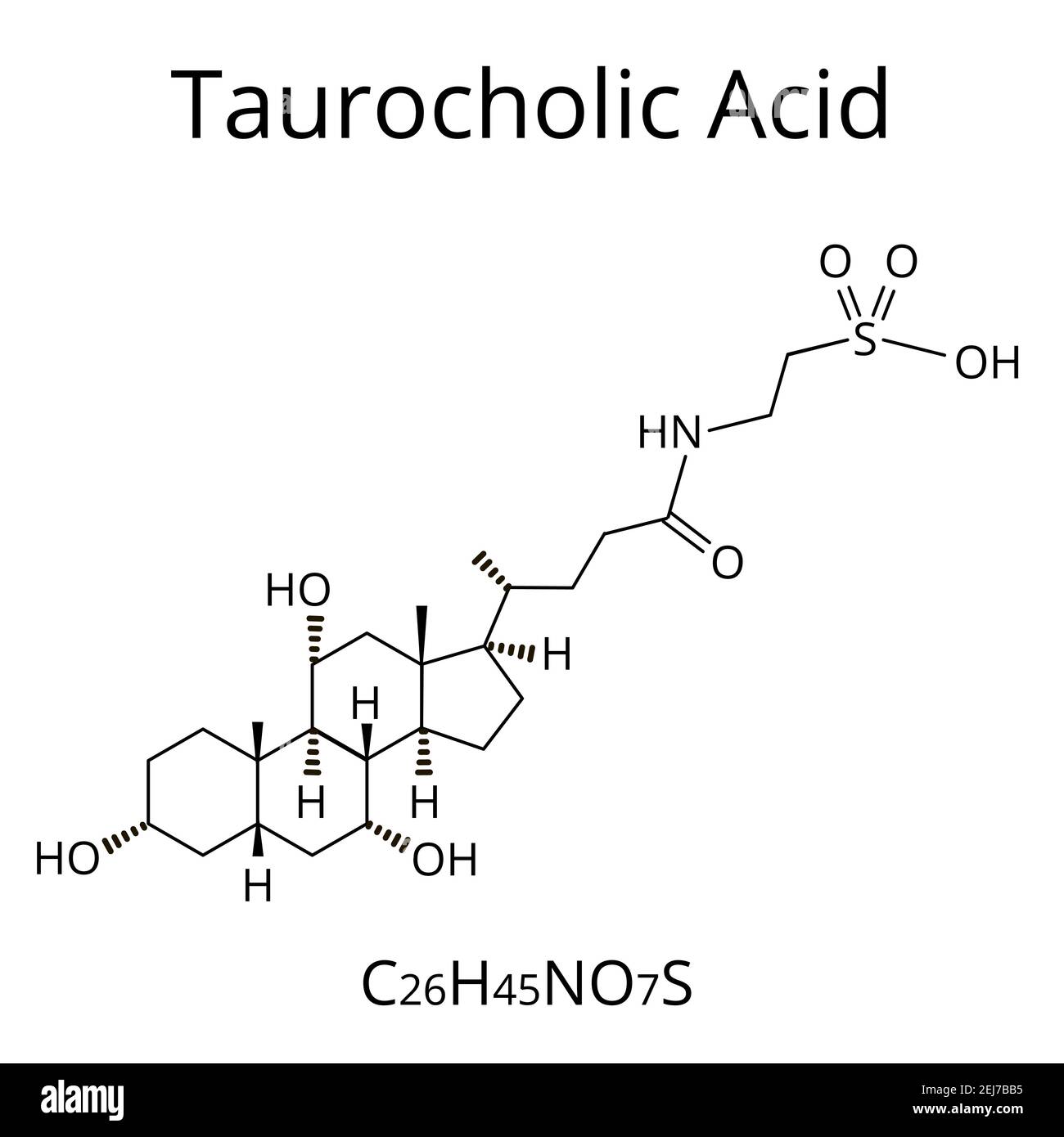 Acido taurocolico. Acido biliare. Formula chimica molecolare acido ...