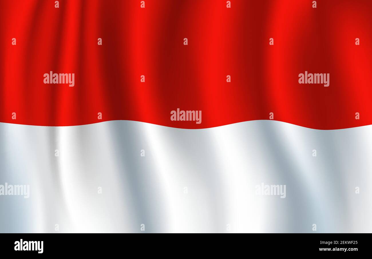 Bandiera Monaco, banner ondulato 3D realistico. Bandiera nazionale del ...