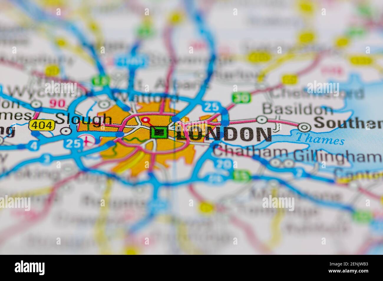 Londra visualizzata su una mappa stradale o su una mappa geografica ...