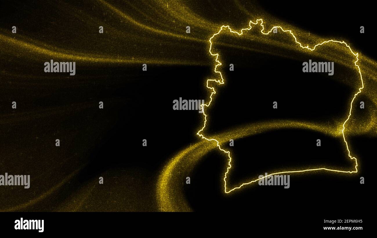 Mappa della Costa d'Avorio, mappa con glitter oro su sfondo scuro Foto ...