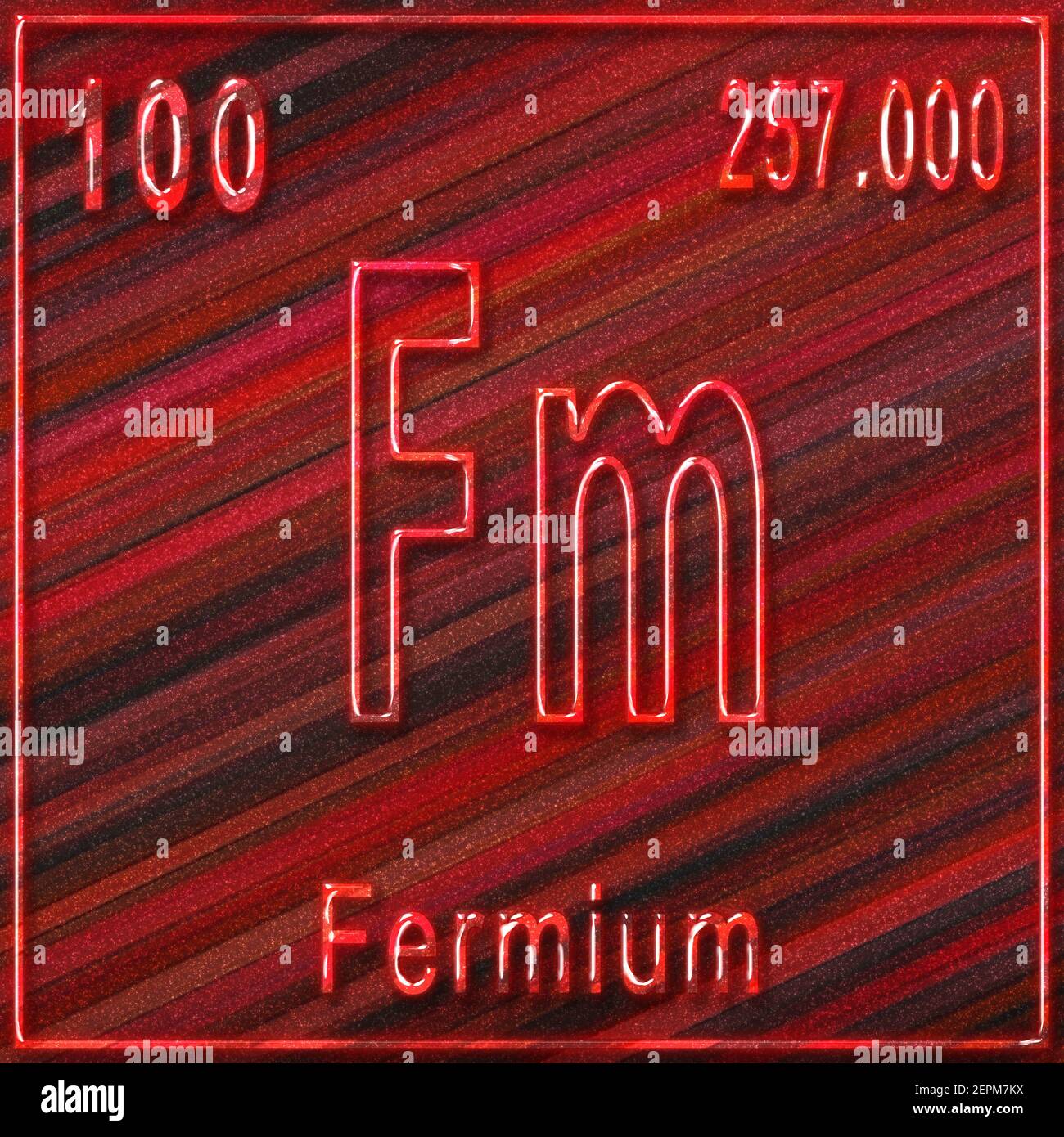 Elemento chimico al fermio, segno con numero atomico e peso atomico ...