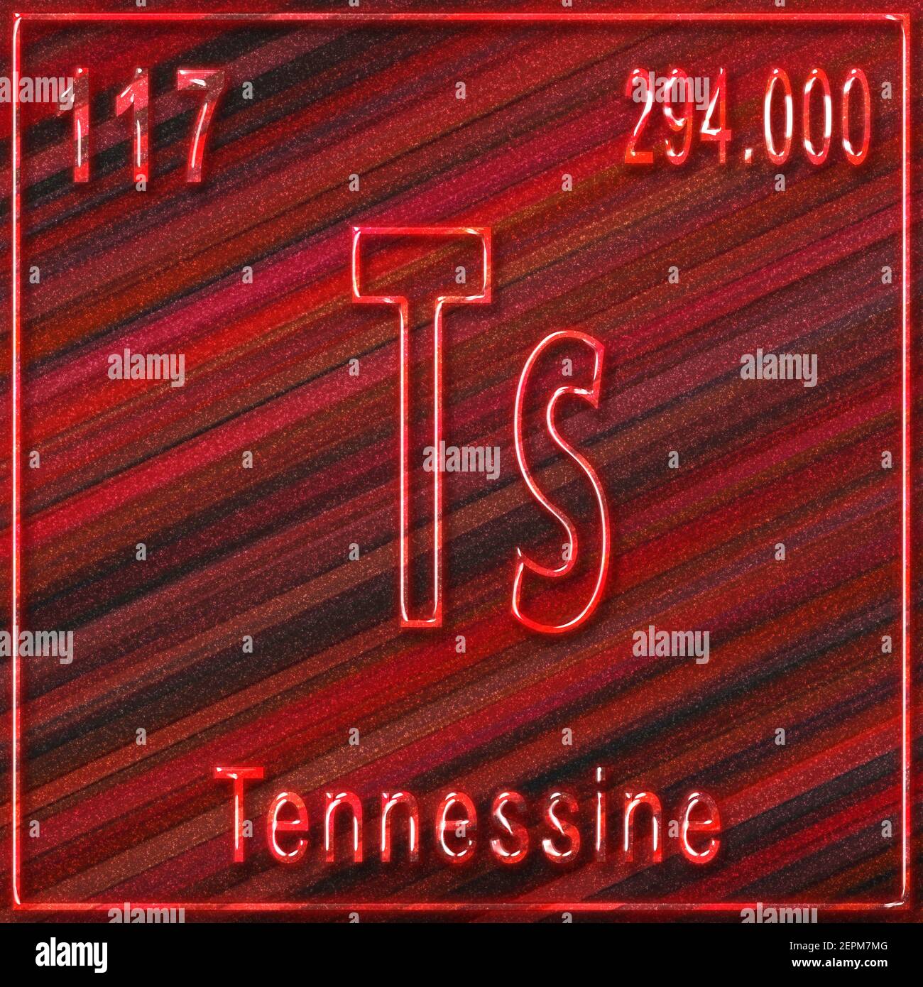 Elemento chimico Tennessine, segno con numero atomico e peso atomico ...