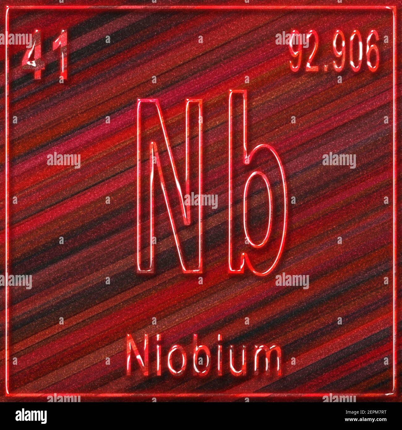 Elemento chimico del niobio, segno con numero atomico e peso atomico ...