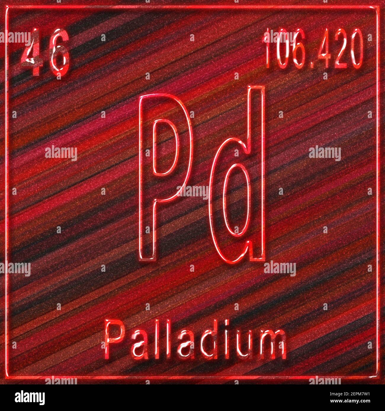 Elemento chimico palladio, segno con numero atomico e peso atomico ...