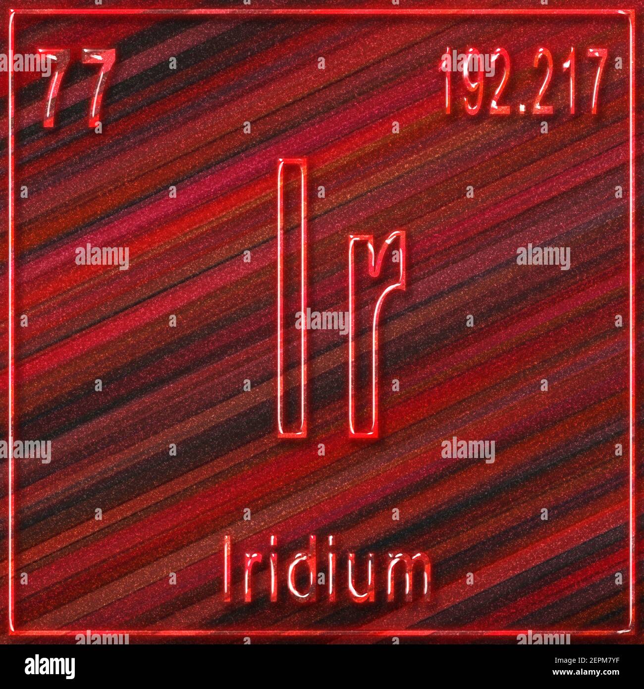 Elemento chimico iridio, segno con numero atomico e peso atomico ...