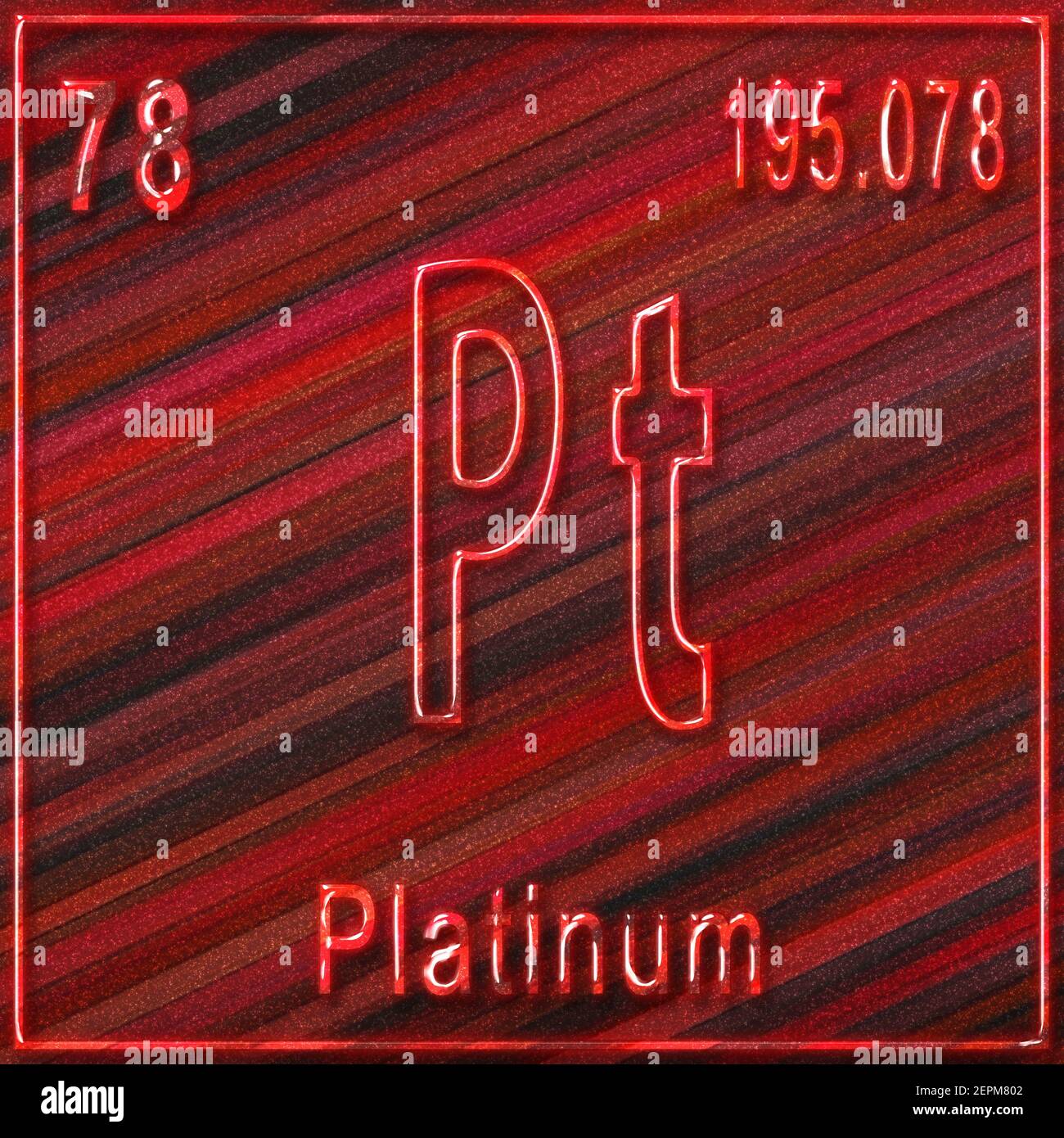 Elemento chimico platino, segno con numero atomico e peso atomico ...
