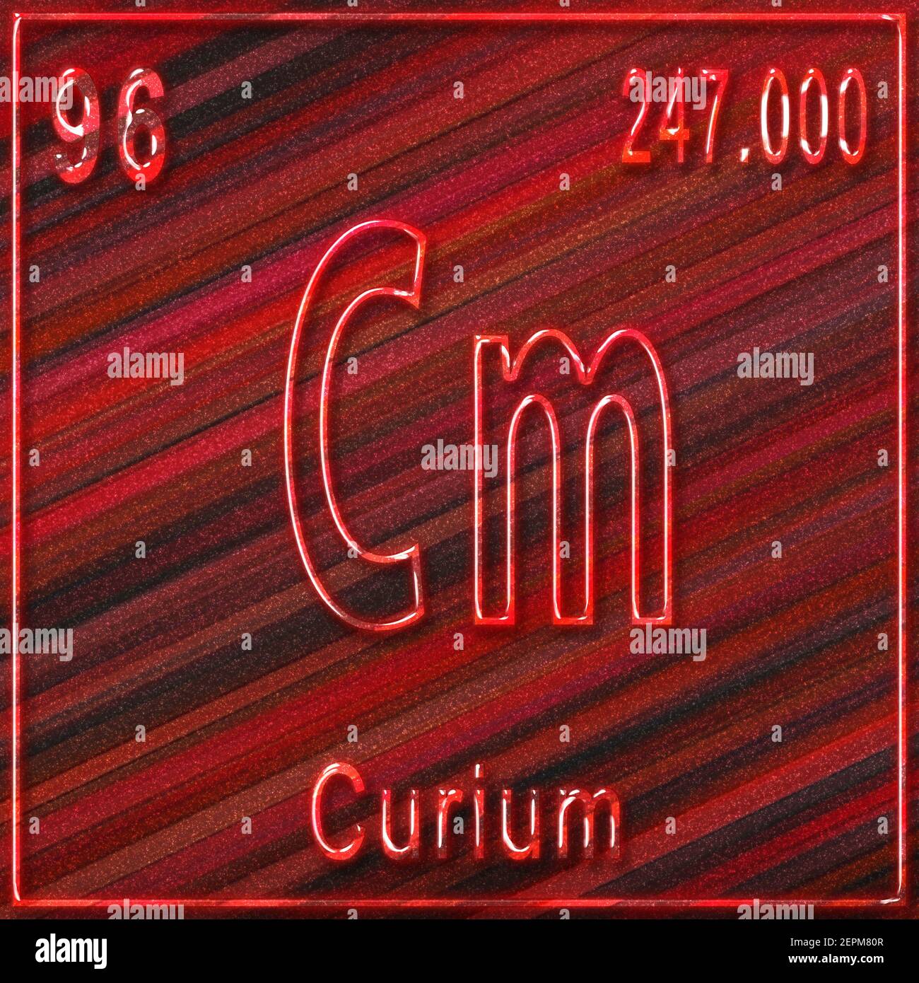 Elemento chimico del curio, segno con numero atomico e peso atomico ...